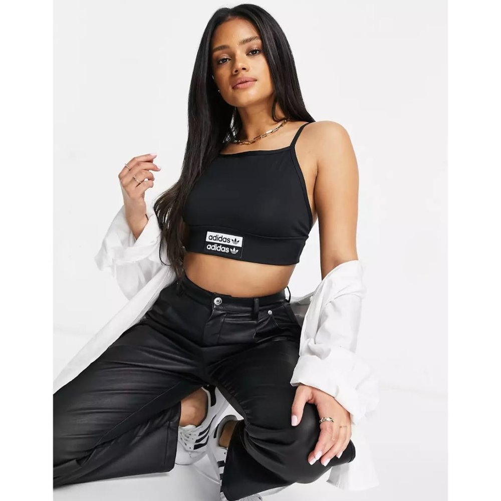 Adidas Originals Ryv Logo Bralette In Black Bra Crop … - Gem